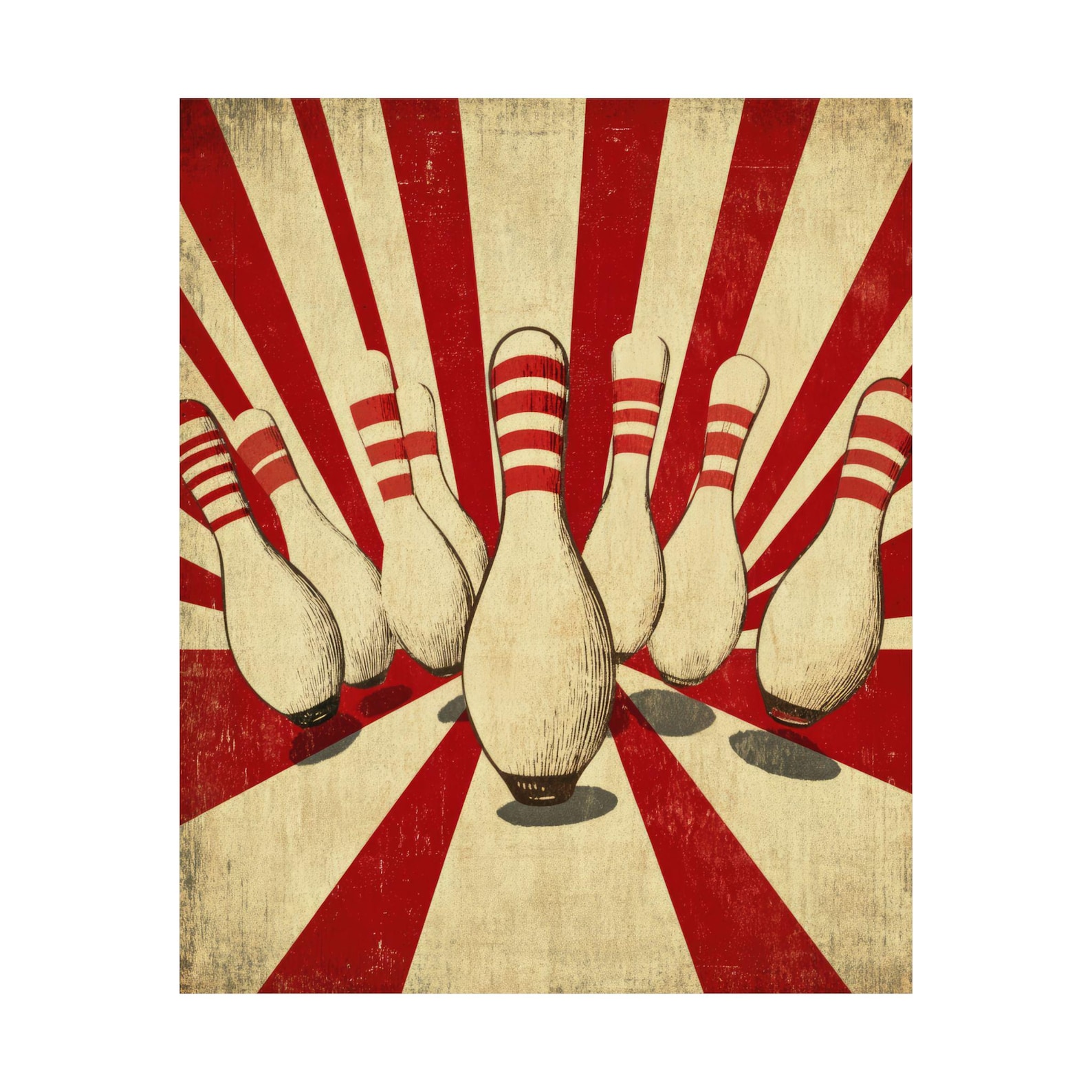 Vintage Bowling Decor, Retro Bowling Wall Art, Game Room Decor, Bowling ...