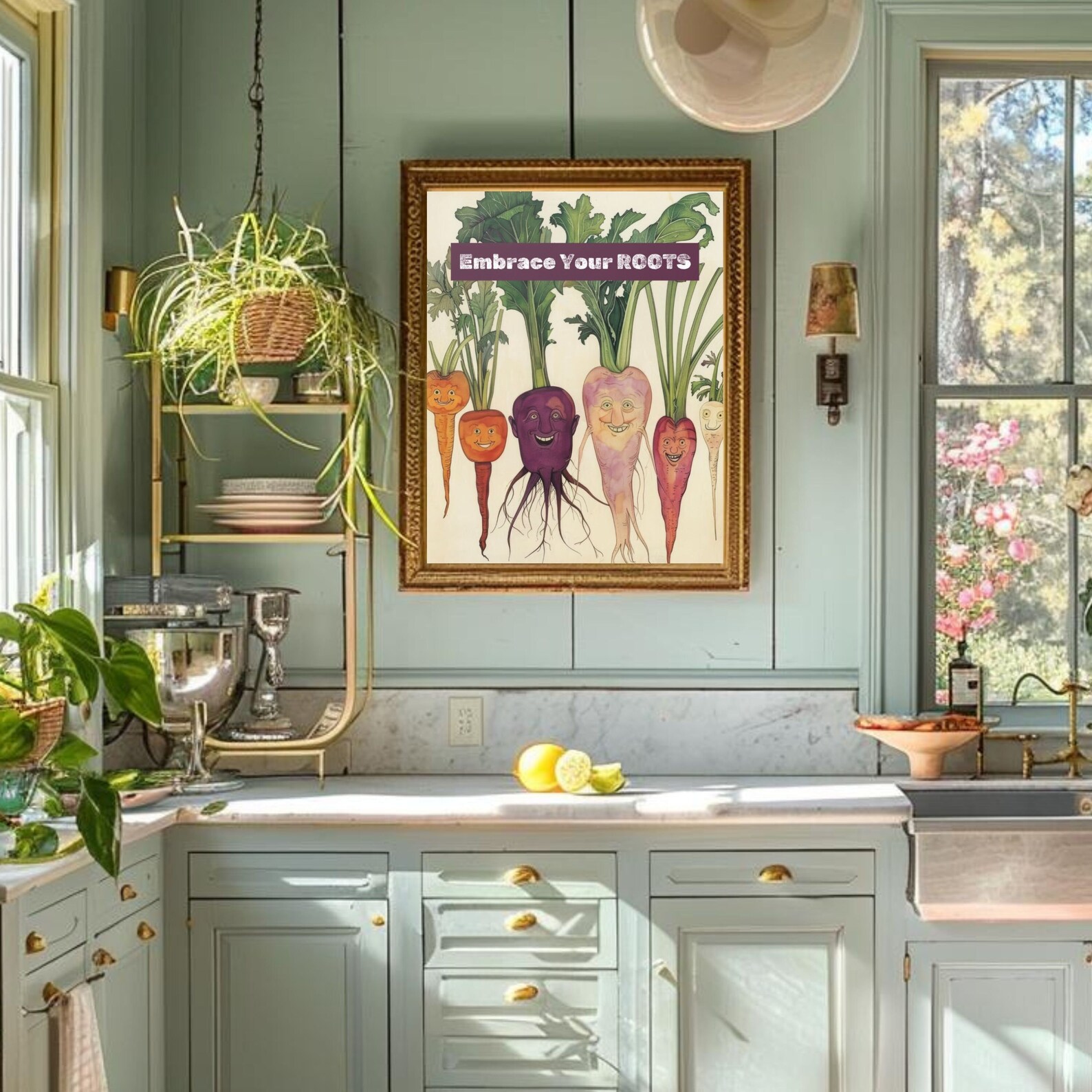 Embrace Your Roots Wall Art Funny Root Vegetables Wall Art Kitchen ...