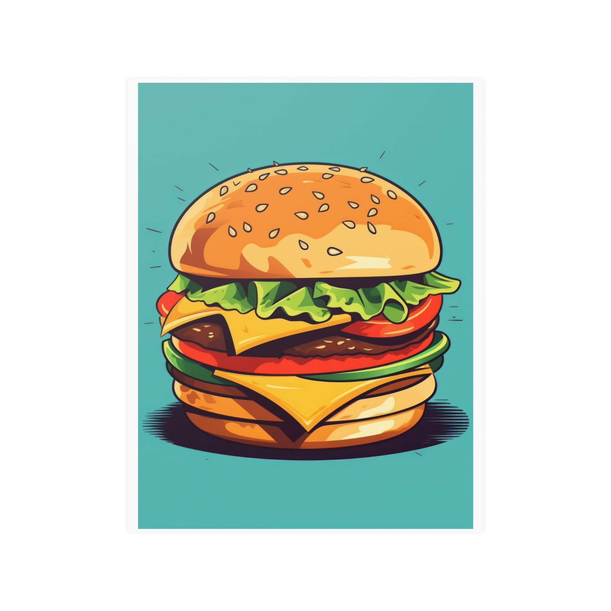 Retro Style Cheeseburger Poster Bauhaus Cheeseburger Wall Art - Etsy