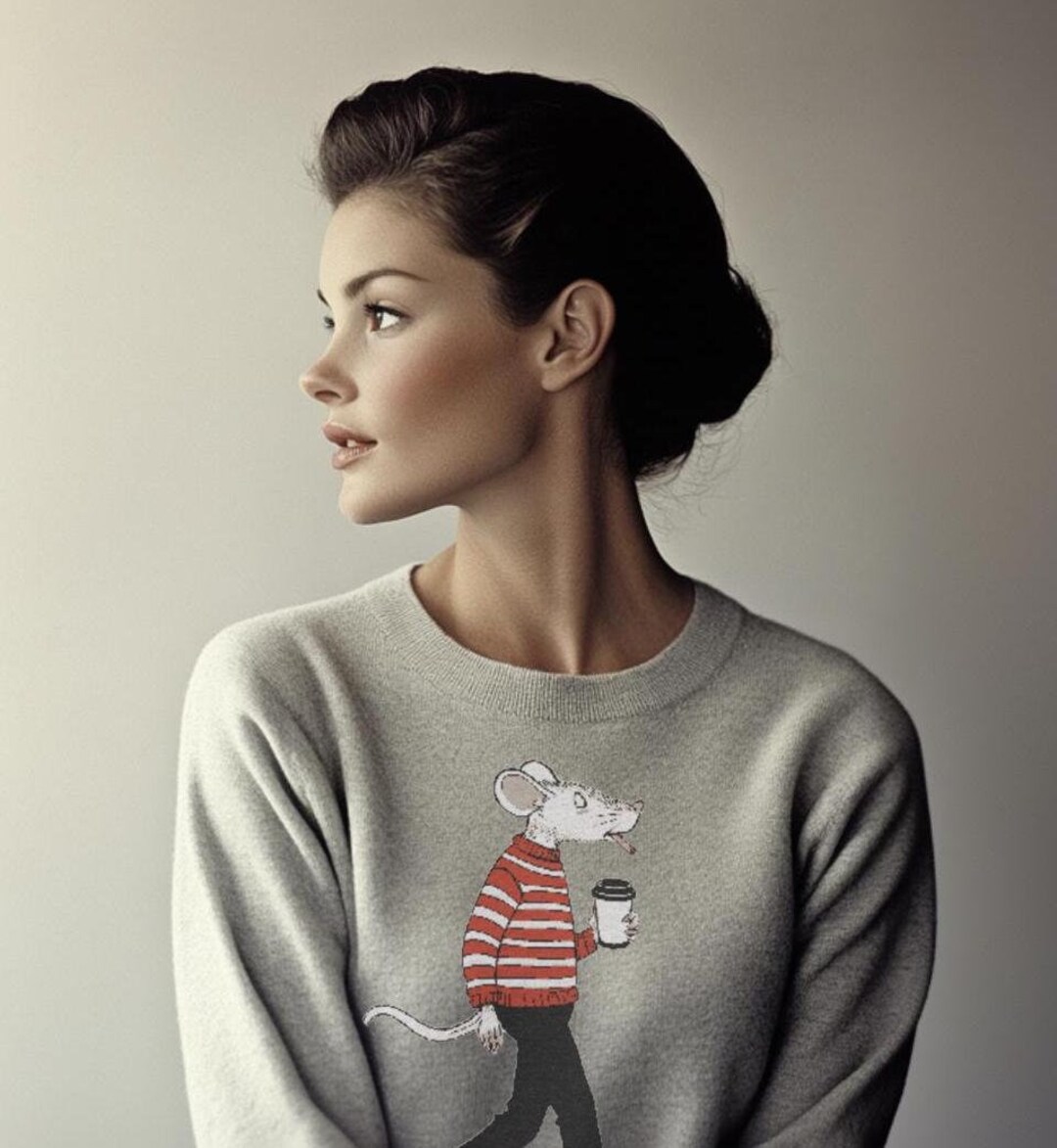 Coffee and Cigarette Mouse Sweater Knit Mouse Knit Sweater Cotton ...