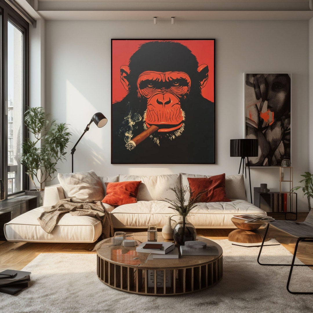 Monkey Smoking Cigar Wall Art Monkey Poster Cigar Print Smoking Monkey ...