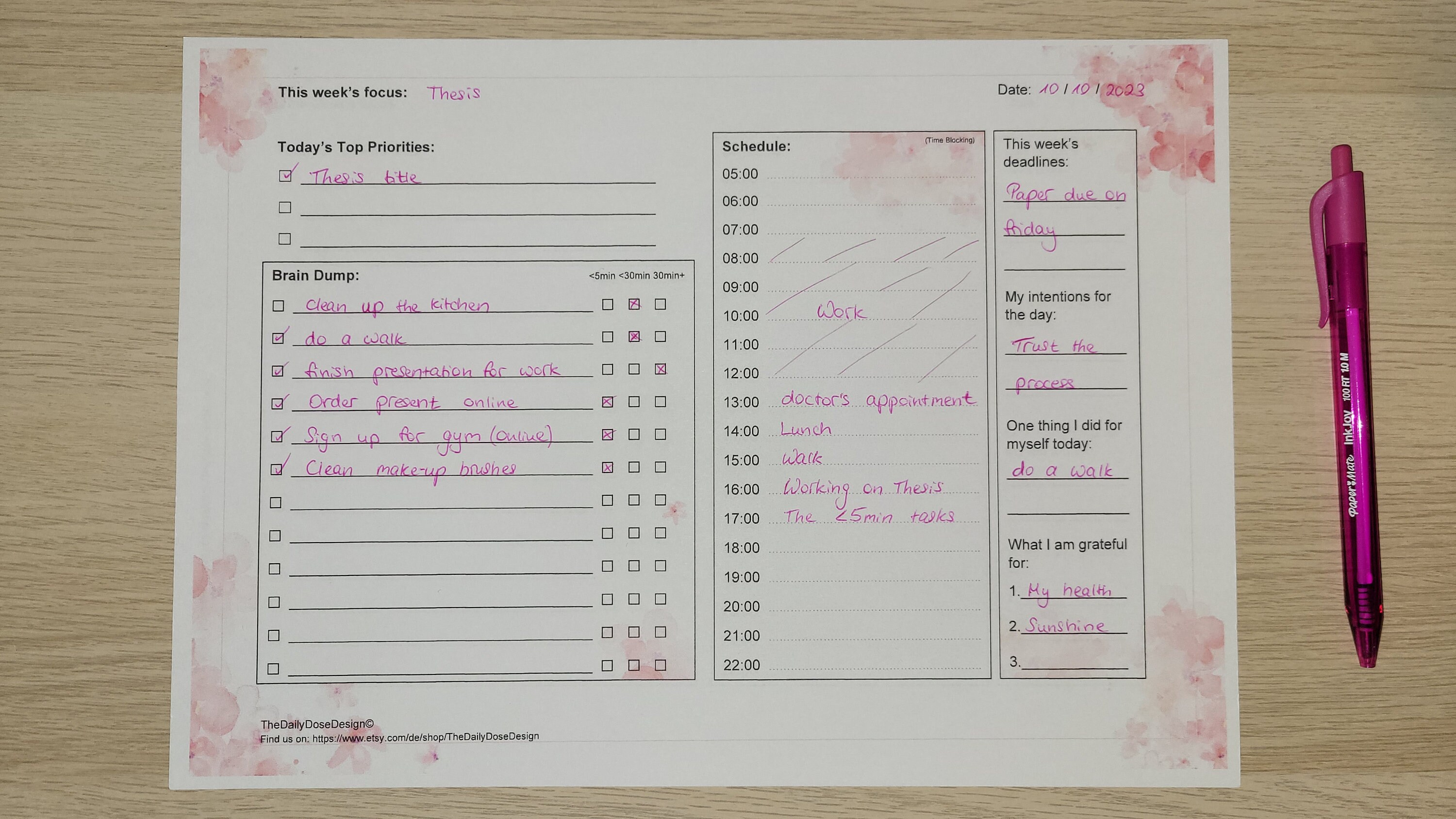 Productivity Methods Planner (printable - Floral Design & Neutral ...
