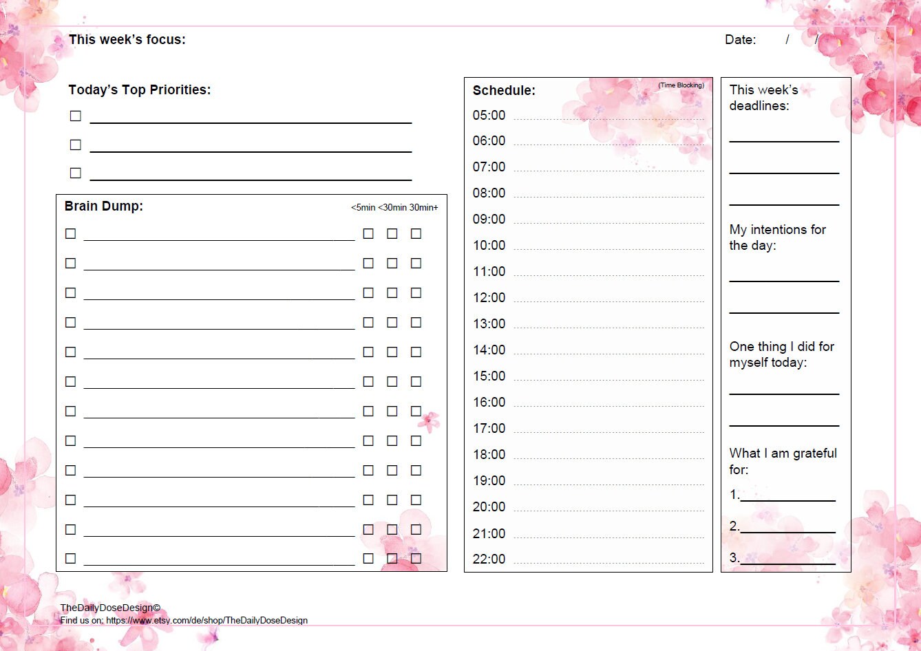 Productivity Methods Planner (printable - Floral Design & Neutral ...
