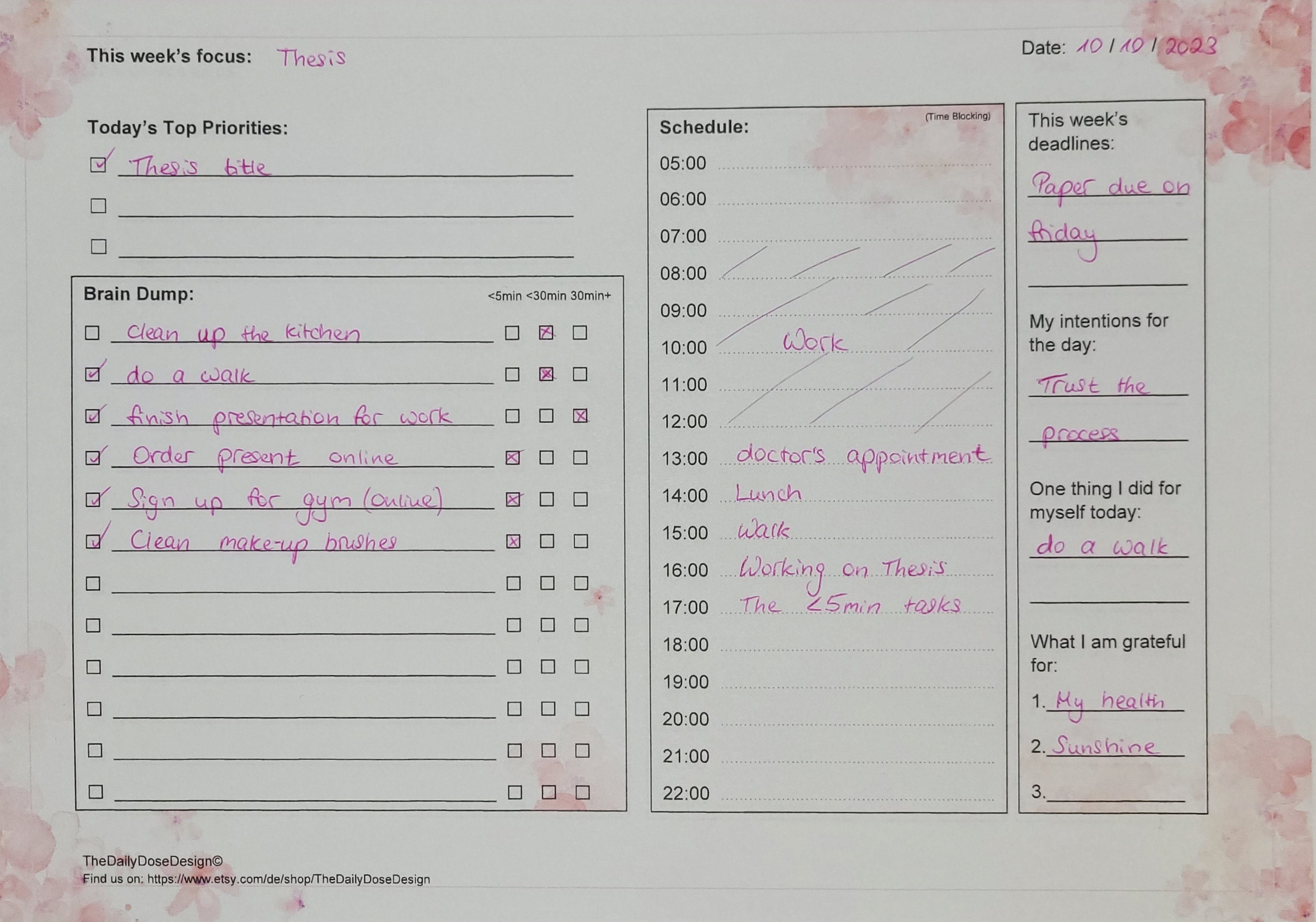 Productivity Methods Planner (printable - Floral Design & Neutral ...