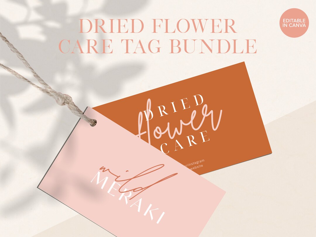 Dried Flower Care Swing Tag Canva Template Bundle for Florists - Etsy