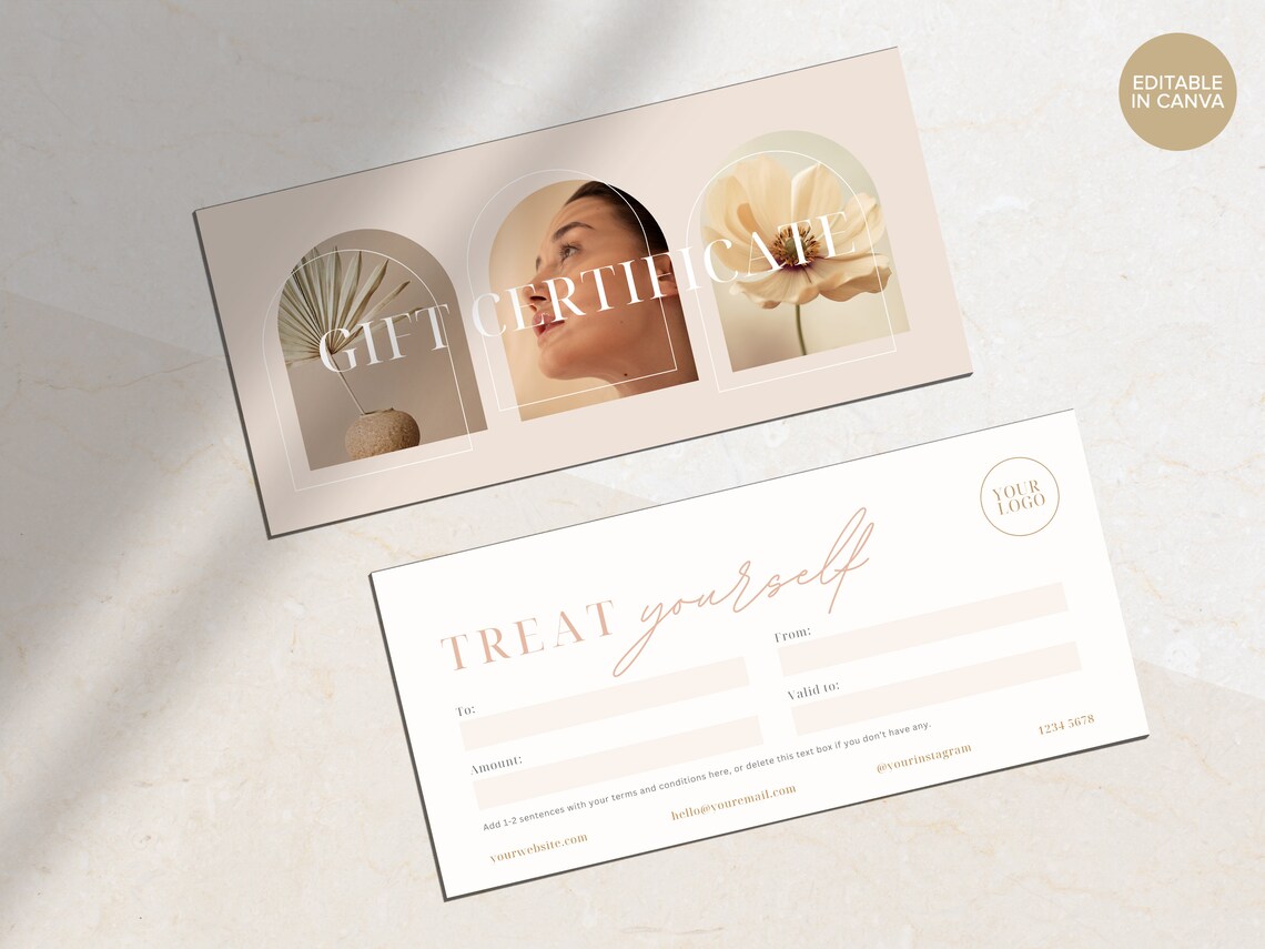 Minimalist Gift Certificate Template Editable Canva Voucher - Etsy