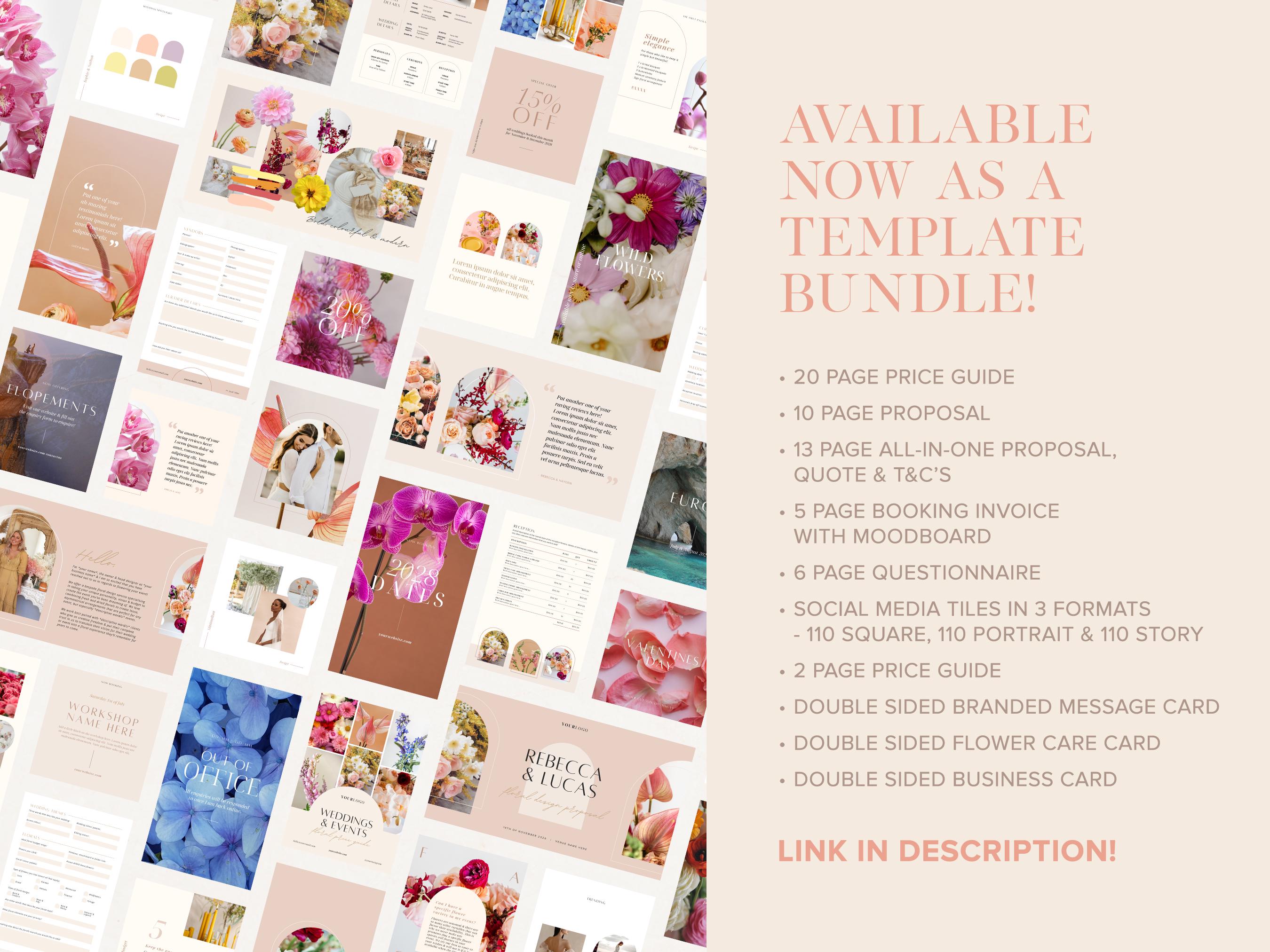 Florist Wedding Invoice Template | Event Floral Design Quote With Mood ...