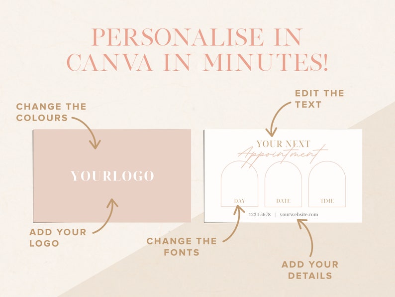 Printable Appointment Card Template Editable in Canva Luxe Business ...