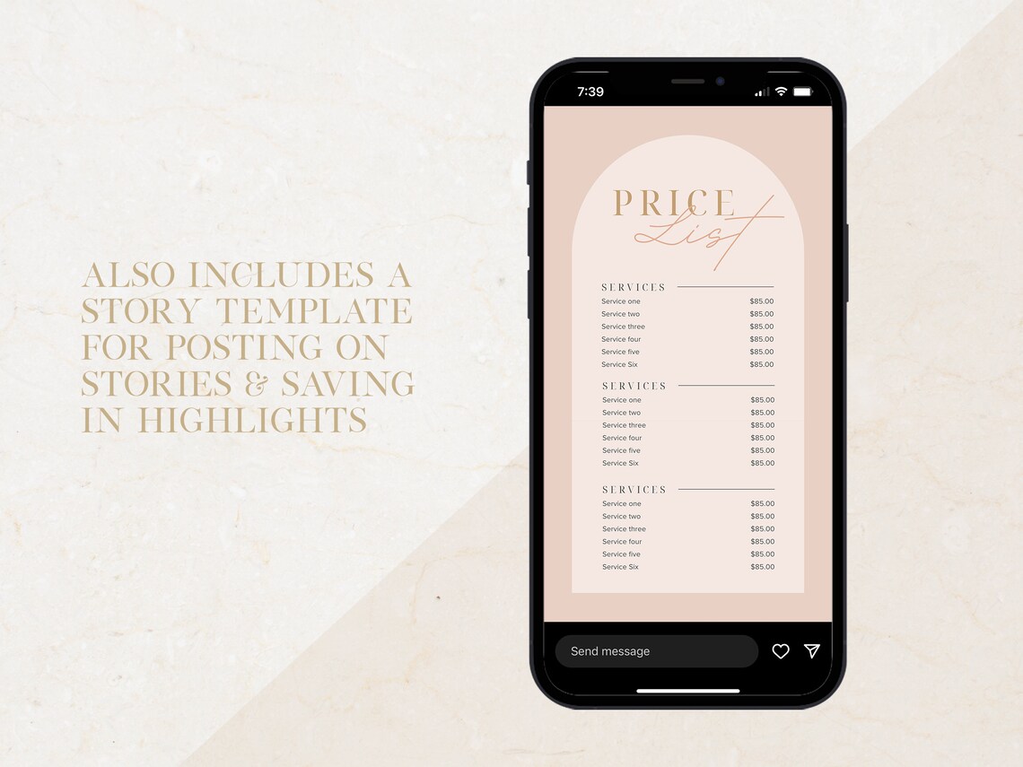 Luxe Price List Canva Template | Minimalist Services Pricing Sheet ...