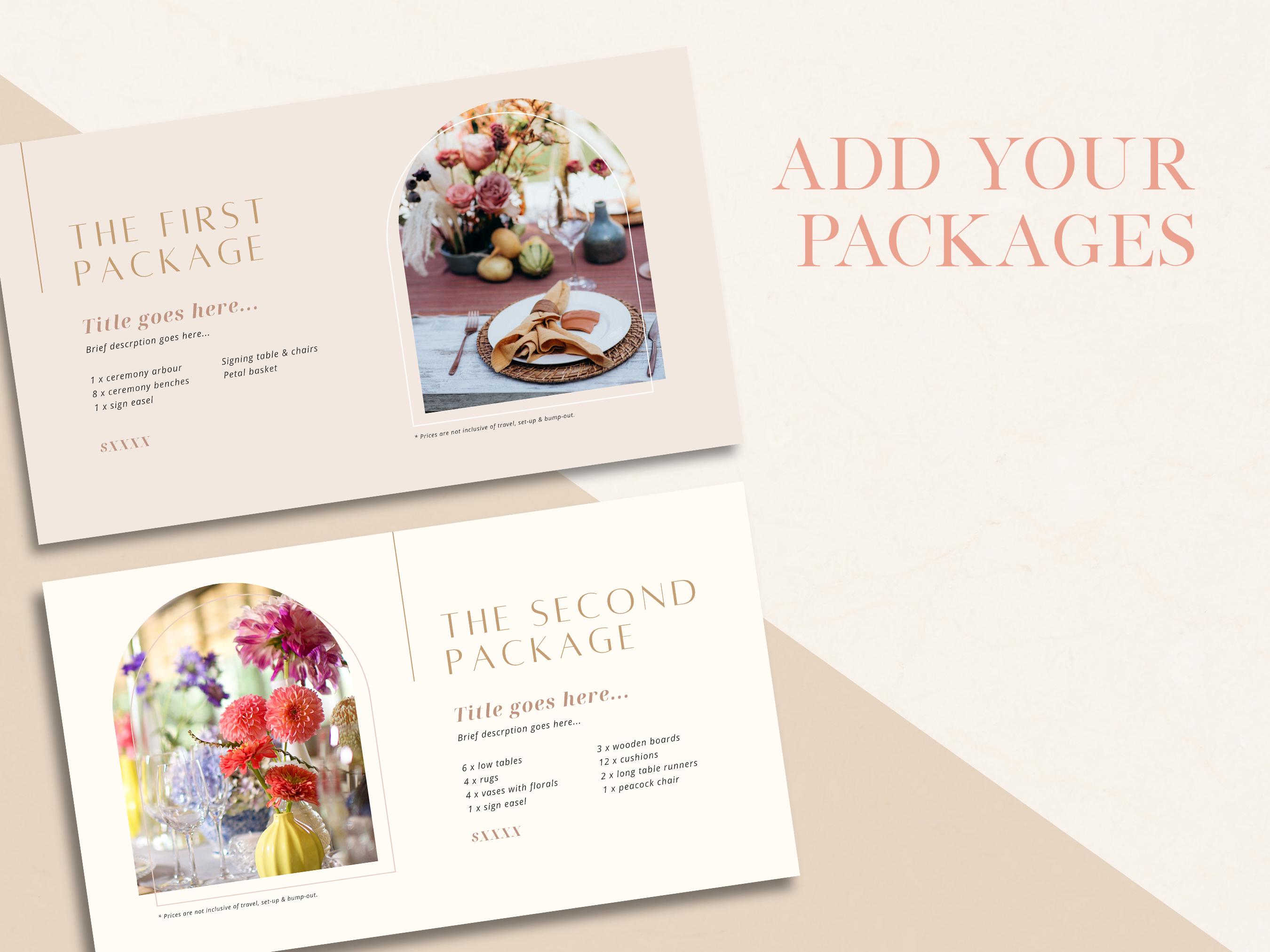 Event Hire Catalog Template | Furniture Price Guide | Wedding Styling ...