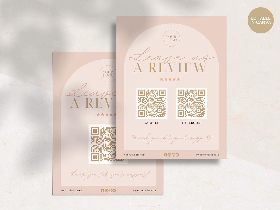 Review Sign Template With QR Code | Editable in Canva | Customer ...