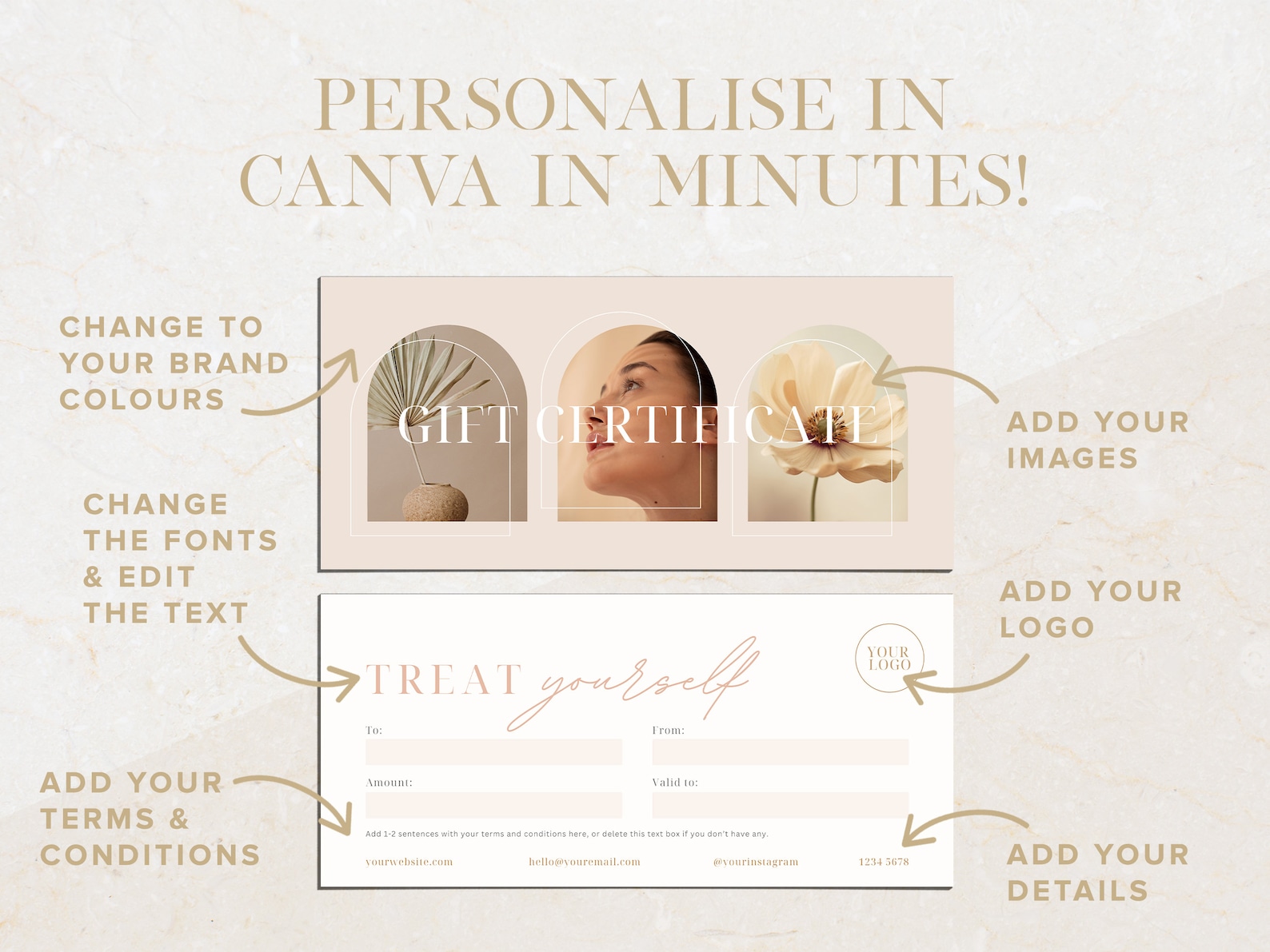 Minimalist Gift Certificate Template Editable Canva Voucher Luxe ...