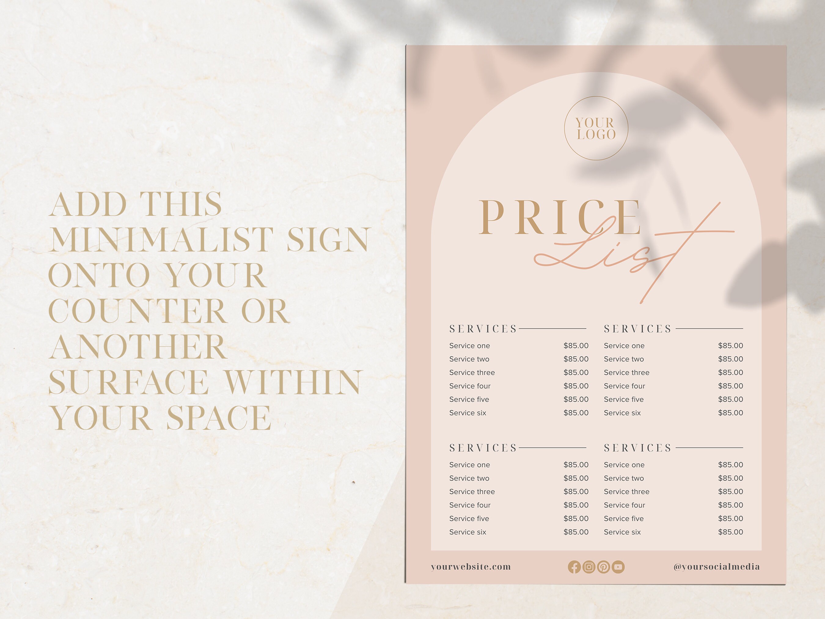 Luxe Price List Canva Template Minimalist Services Pricing - Etsy