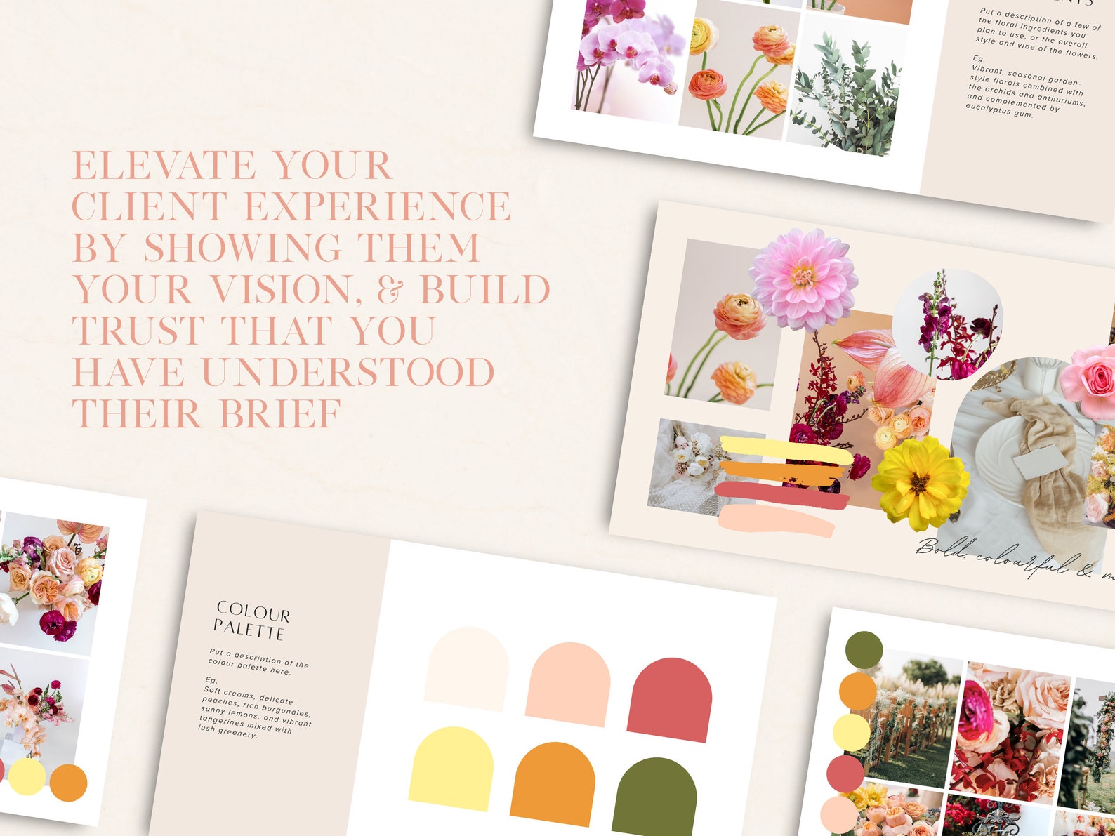 Wedding Florist Proposal Template | Event Floral Design Mood Board ...