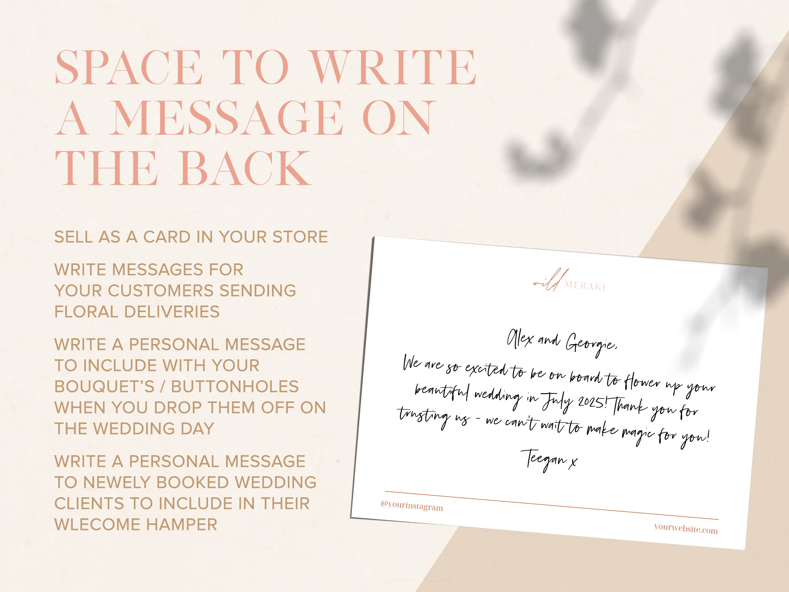 Message Card Canva Template for Florists Professional Floral Gift Card ...