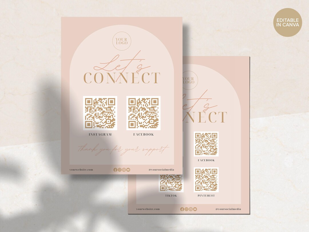 Luxe Social Media Sign Canva Template | Minimalist Connect With Us Sign ...