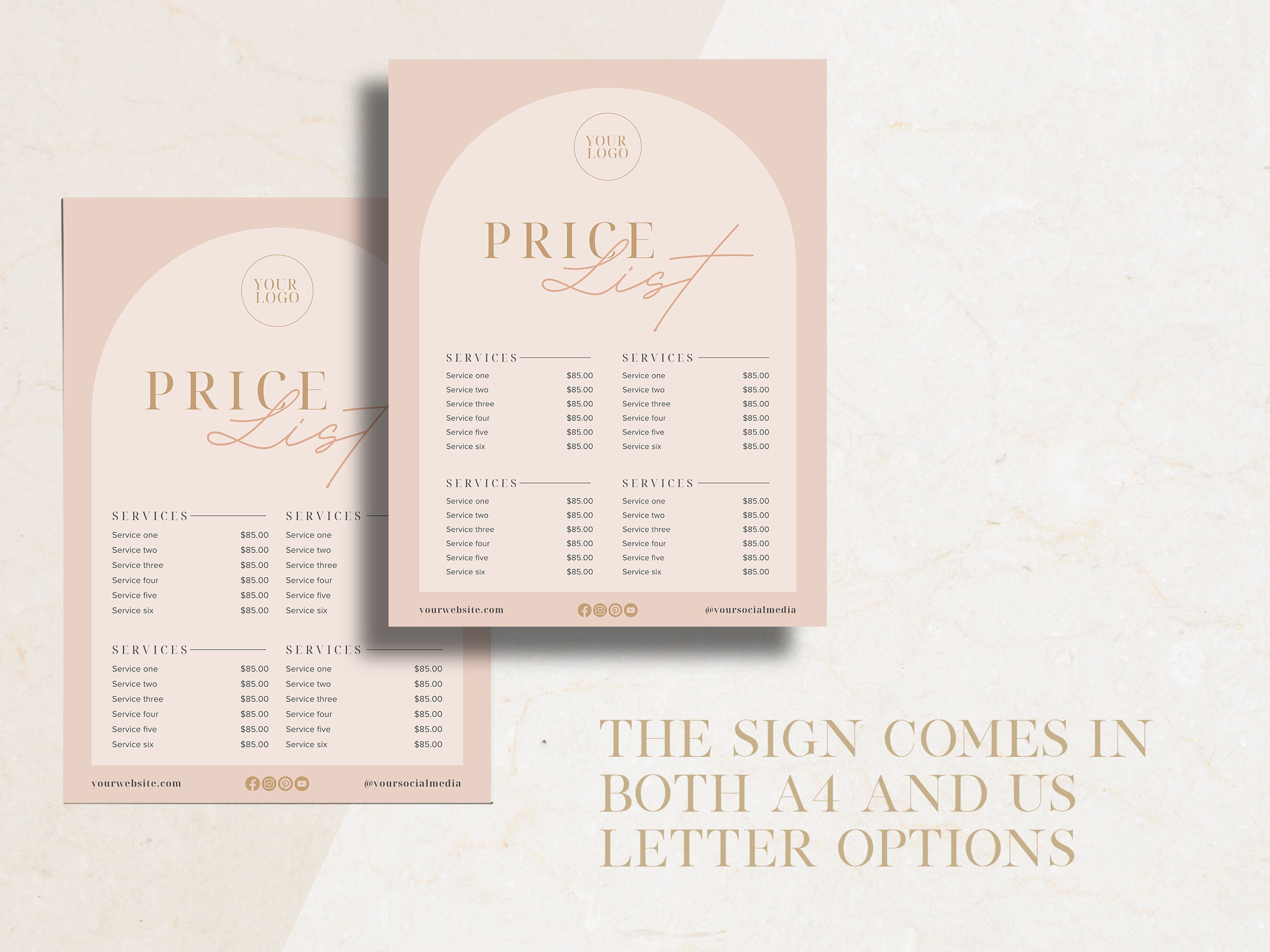 Luxe Price List Canva Template | Minimalist Services Pricing Sheet ...
