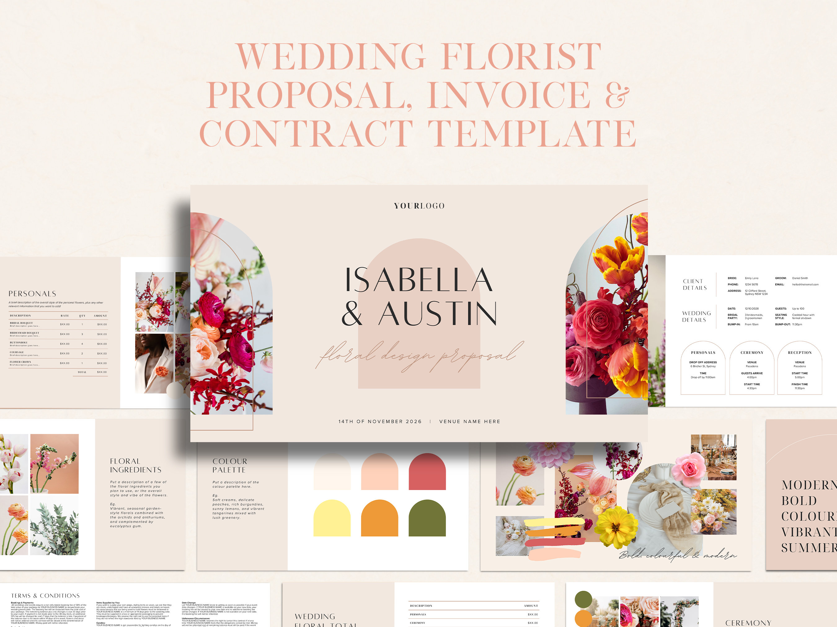 Florist Proposal, Quote & Contract Template All-in-one Client Wedding ...