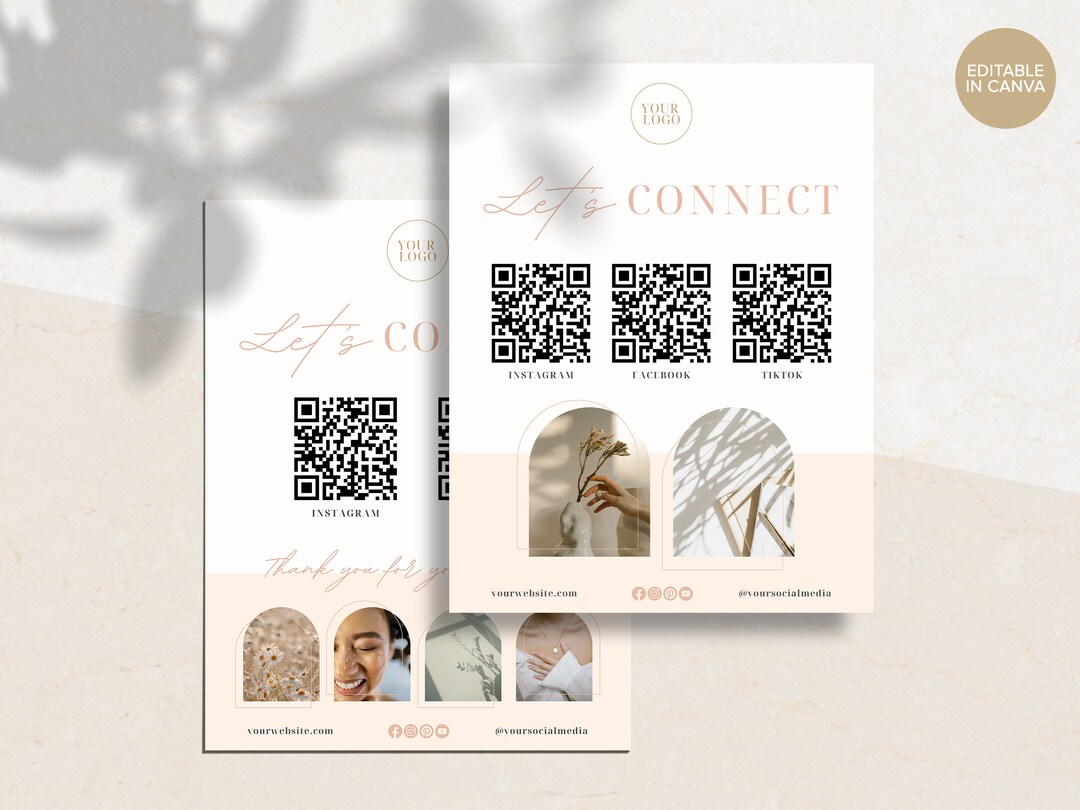 Social Media Sign Canva Template Minimalist Connect With Us Sign With ...