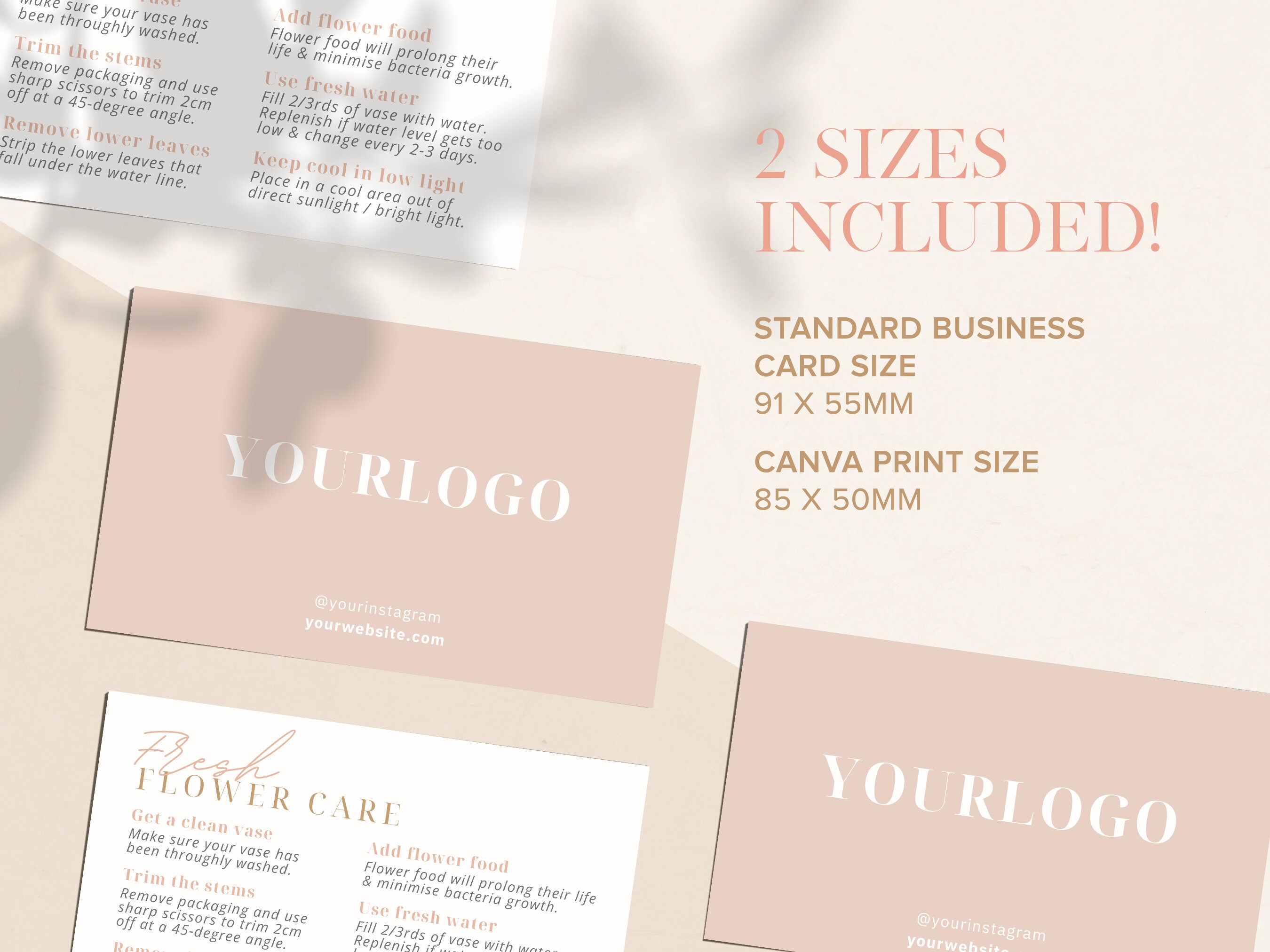 Luxe Fresh Flower Care Card Canva Template | Printable Floral Insert ...