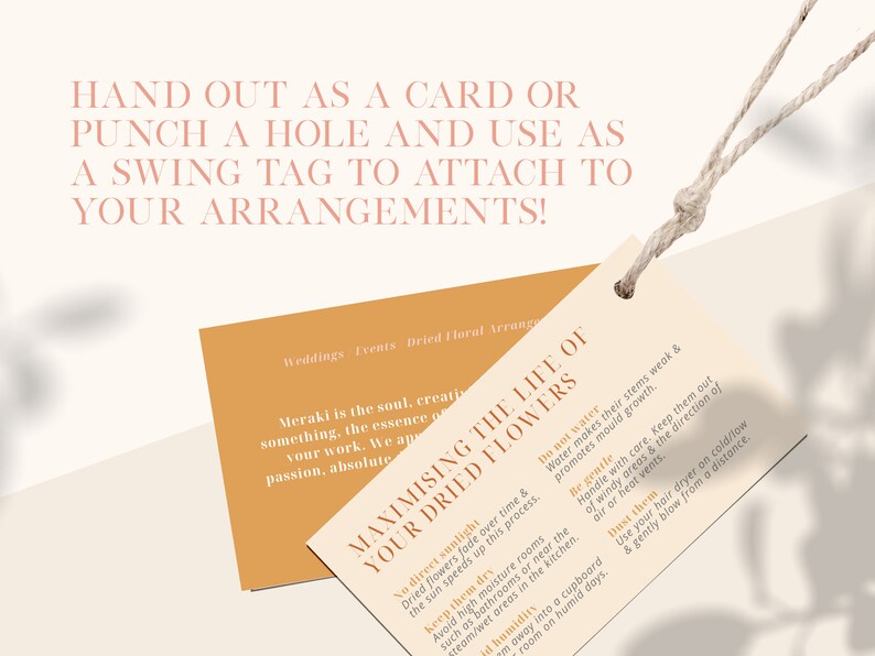 Dried Flower Care Swing Tag Canva Template Bundle for Florists ...