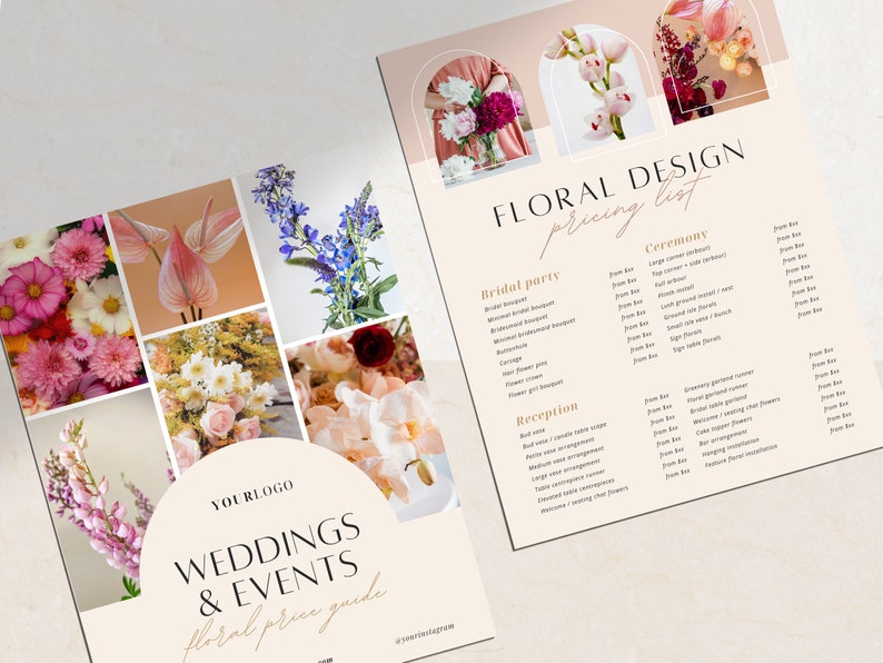 Wedding Florist Price List Template Luxe 2 Page Canva Floral Design ...