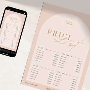 Luxe Price List Canva Template | Minimalist Services Pricing Sheet ...