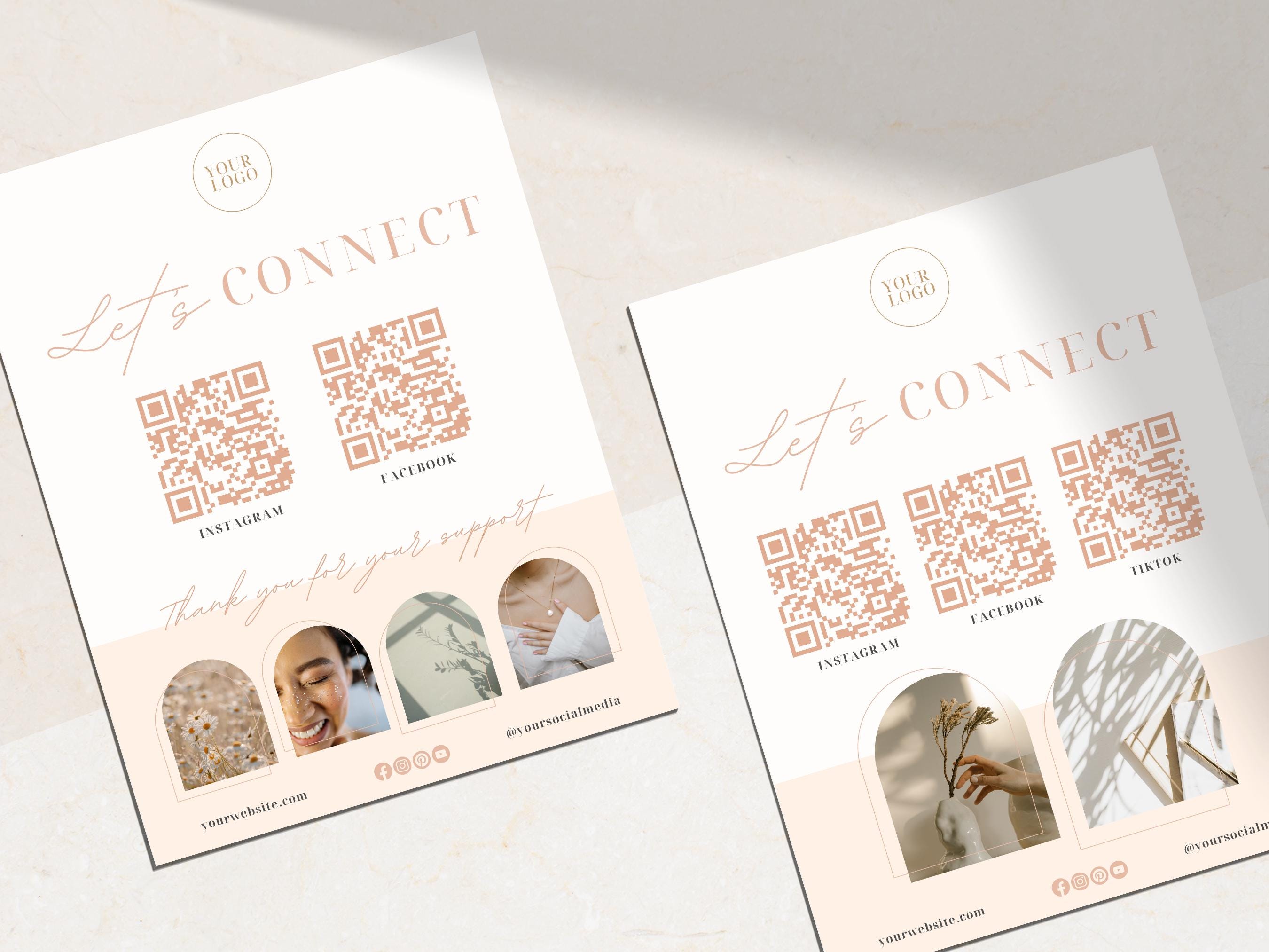 Social Media Sign Canva Template | Minimalist Connect With Us Sign With ...
