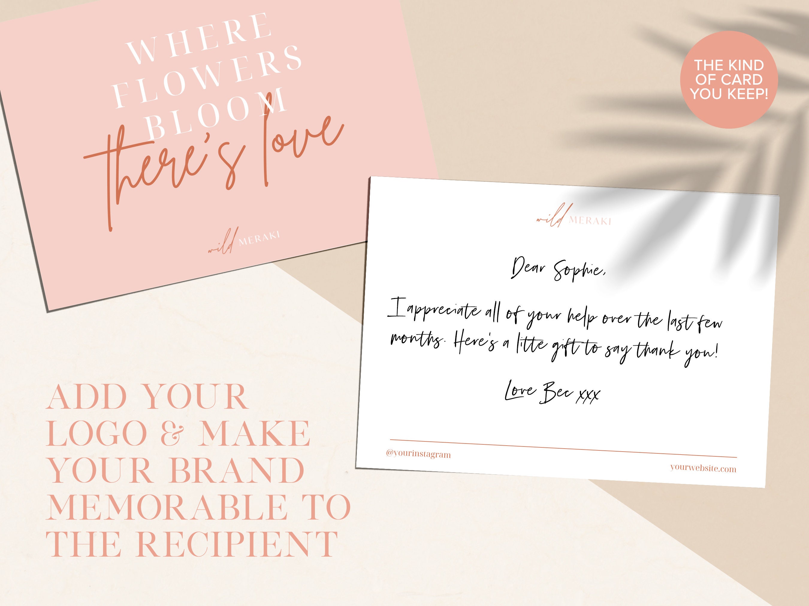 Message Card Canva Template for Florists Professional Floral Gift Card ...