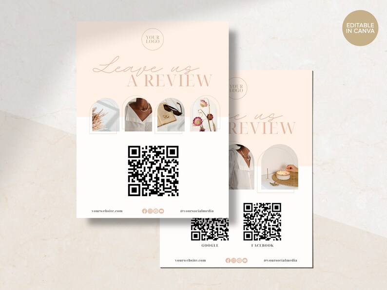 Review Sign Template With QR Code Editable in Canva Customer / Client ...