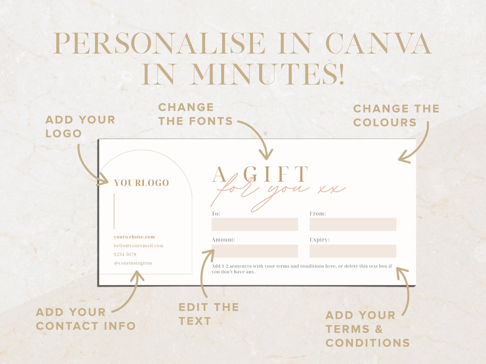 Luxe Printable Gift Certificate Template | Editable Canva Voucher ...