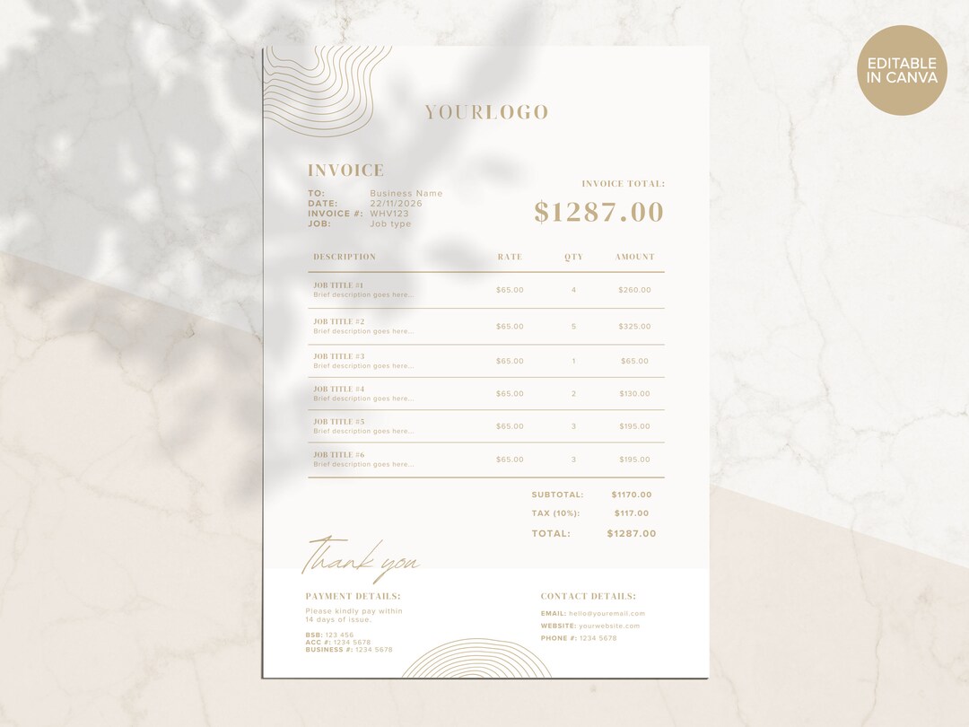 Minimalist Business Invoice Template | Editable Simple Professional ...