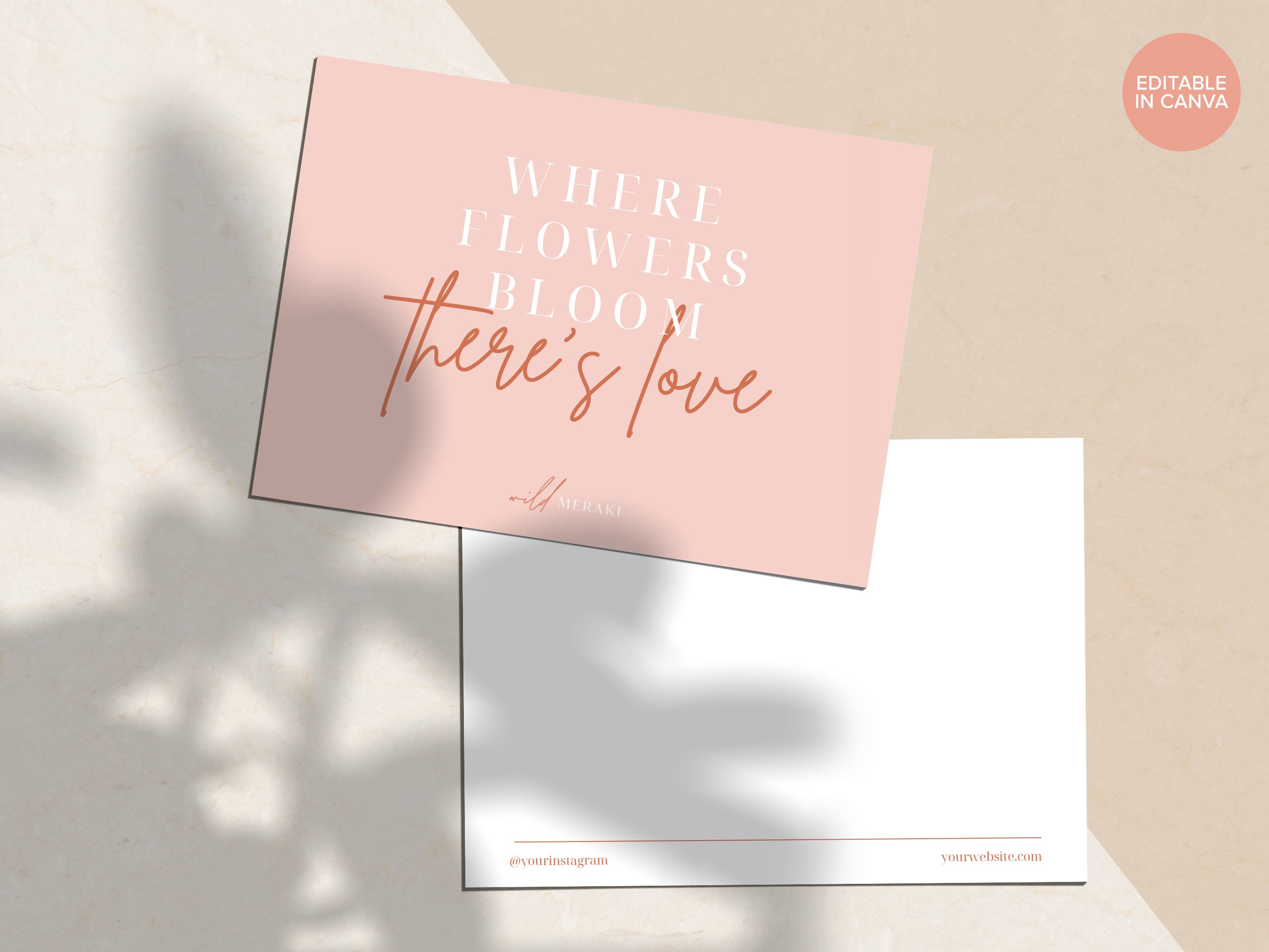 Message Card Canva Template for Florists Professional Floral Gift Card ...