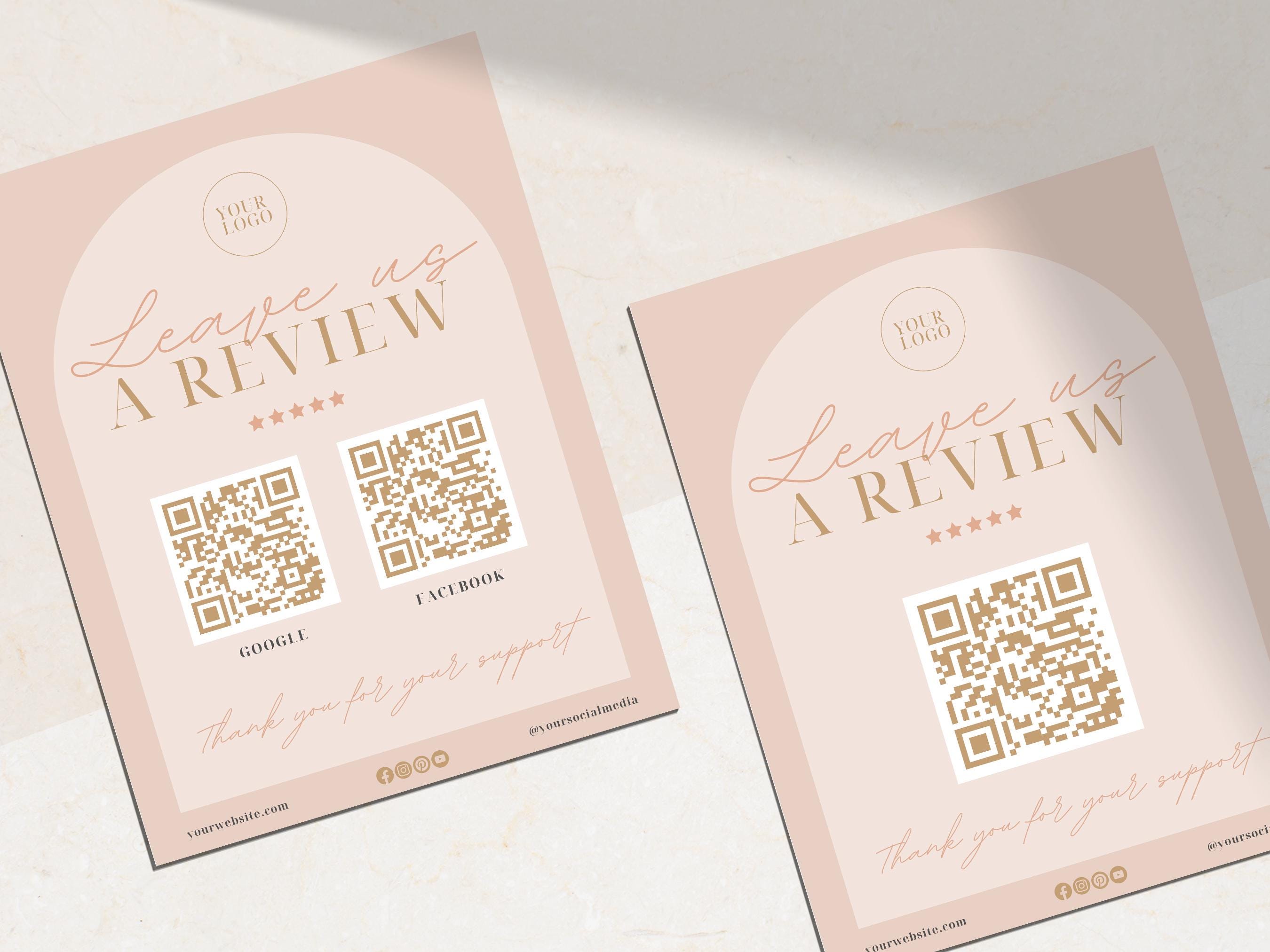 Review Sign Template With QR Code | Editable in Canva | Customer ...