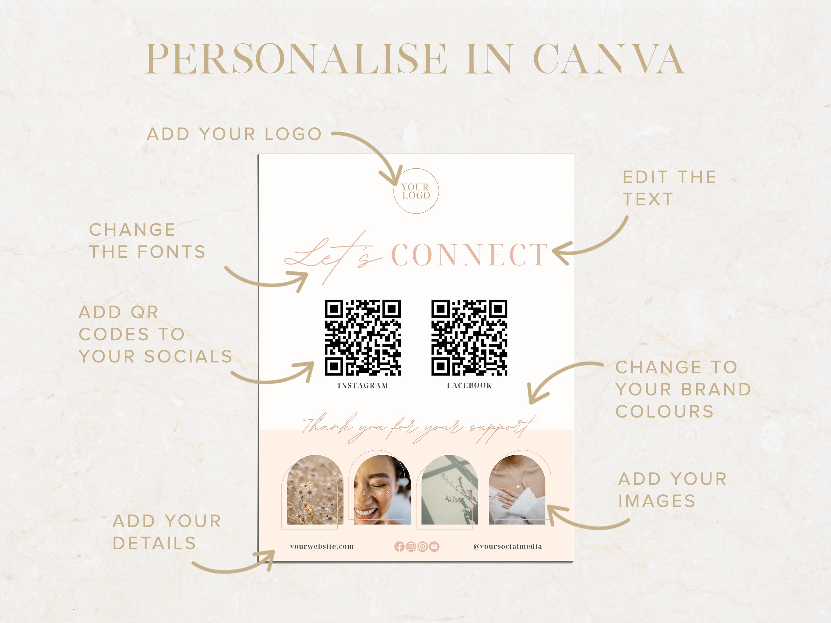 Social Media Sign Canva Template Minimalist Connect With Us Sign With ...