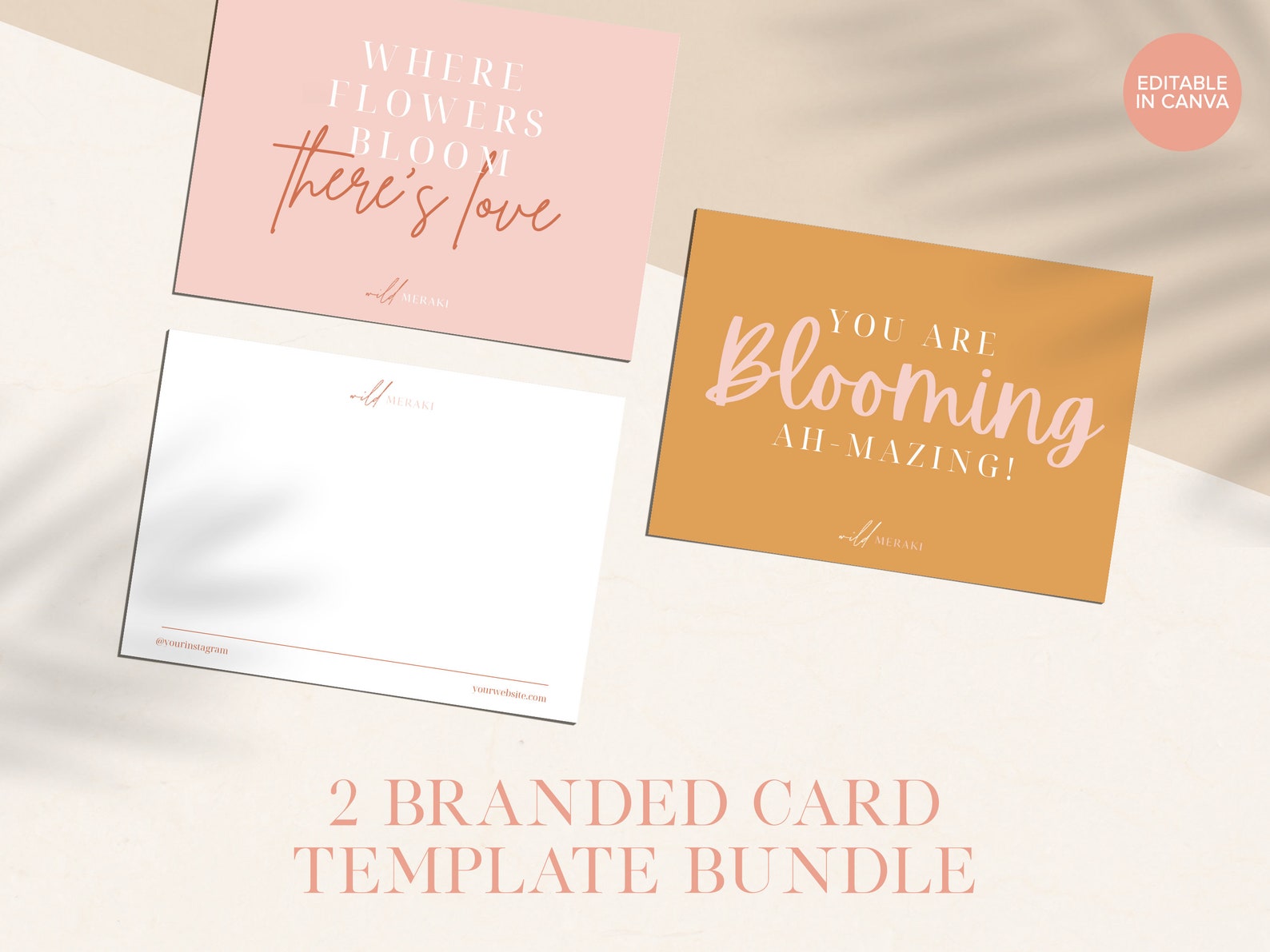 Message Card Canva Template Bundle for Florists | Printable Gift Card ...