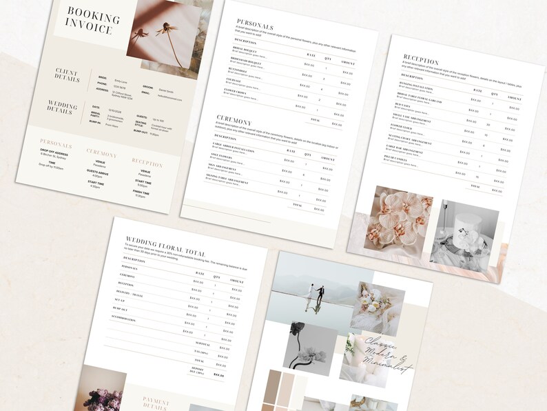 Wedding Florist Invoice Canva Template | Event Floral Design Quote With ...