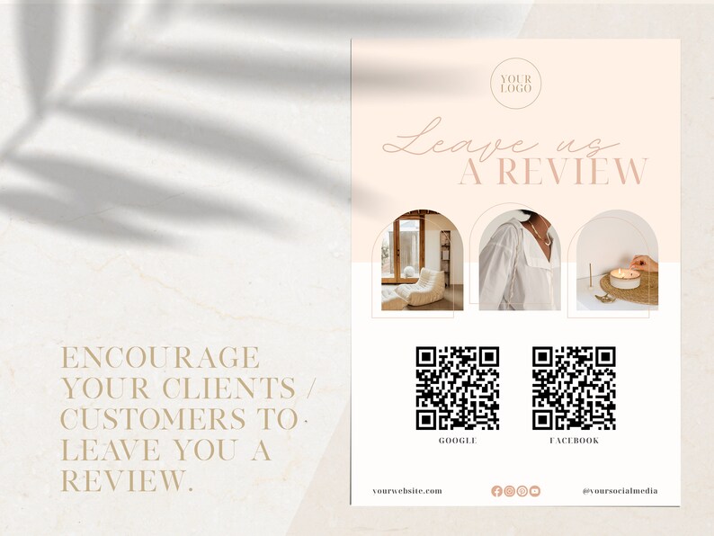 Review Sign Template With QR Code Editable in Canva Customer / Client ...
