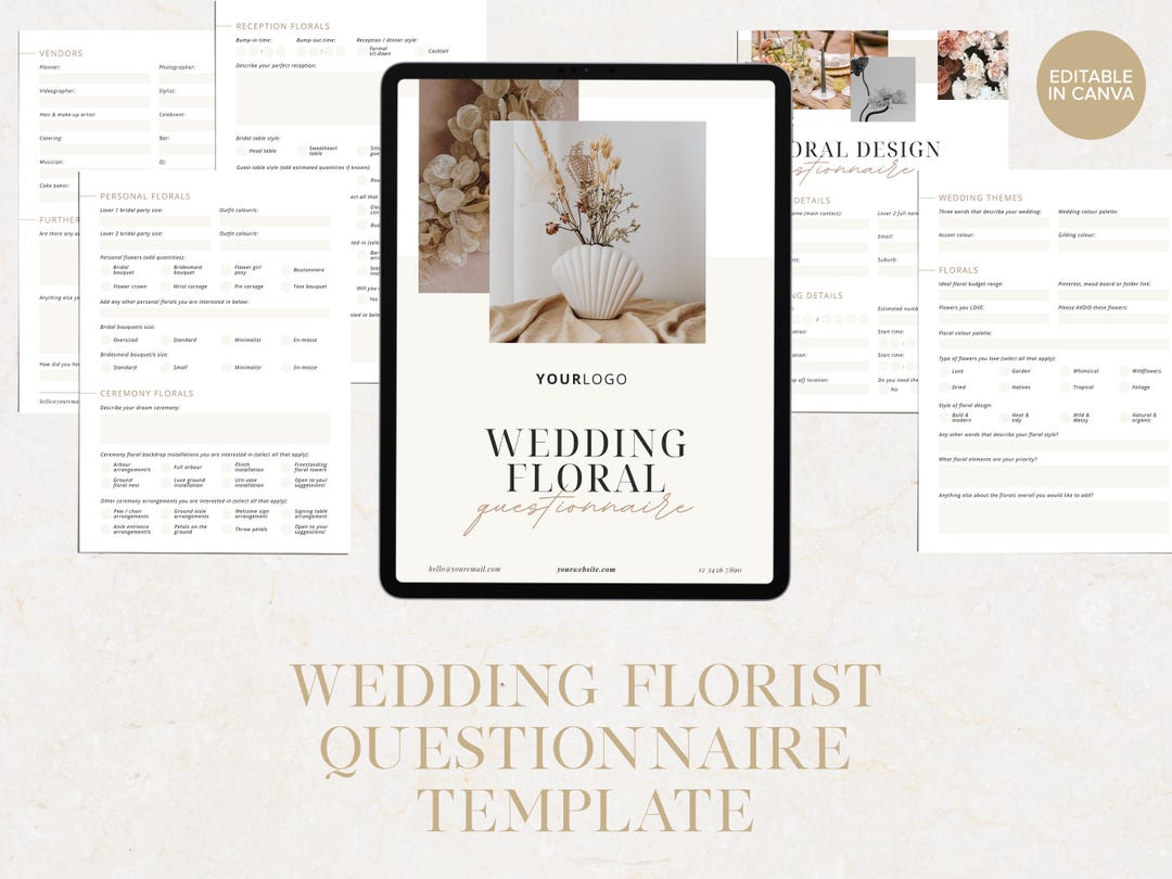 Florist Wedding Questionnaire Template | Minimalist Consultation ...