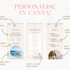 Travel Itinerary Canva Template for Mobile | Editable Vacation and ...
