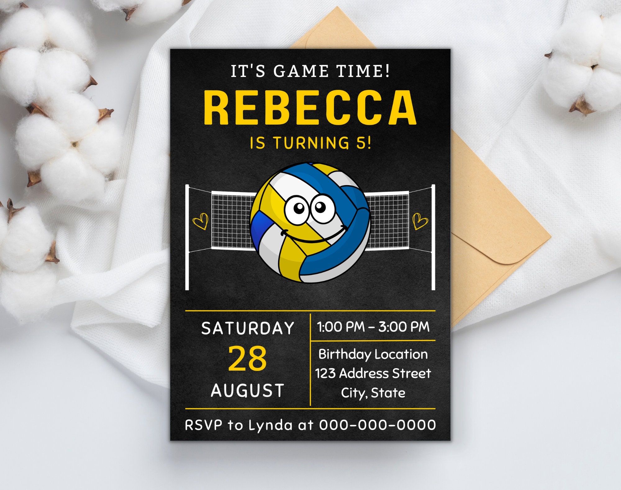 Volleyball Birthday Invitation Printable Template Volleyball Birthday ...