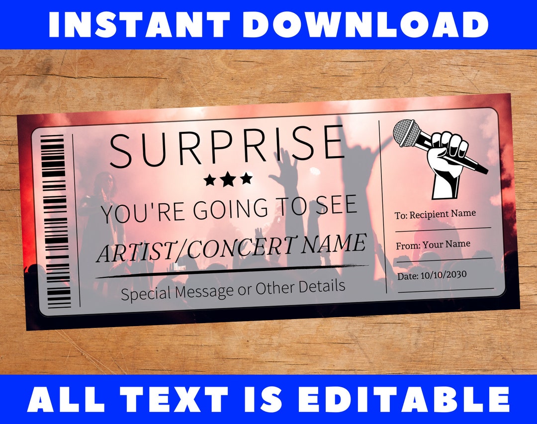 Surprise Concert Gift Ticket, Surprise Concert Artist Musical ...