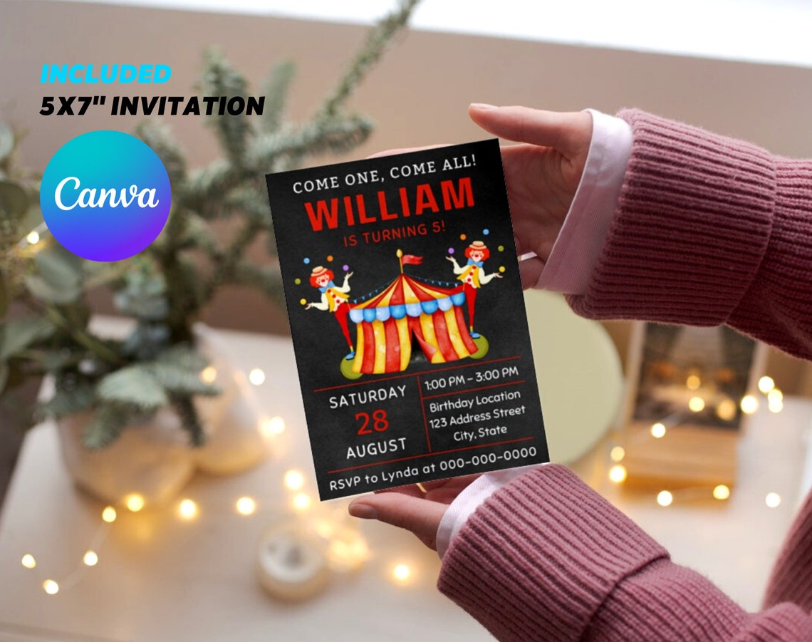 Carnival Birthday Invitation Printable Template Circus Birthday Invite ...