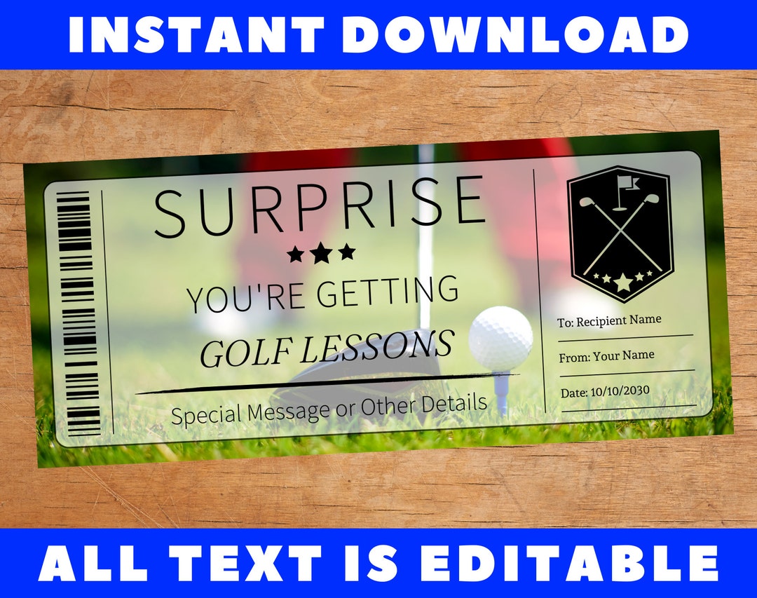 Surprise Golf Lessons Gift Ticket, Surprise Golf Lessons Certificate ...