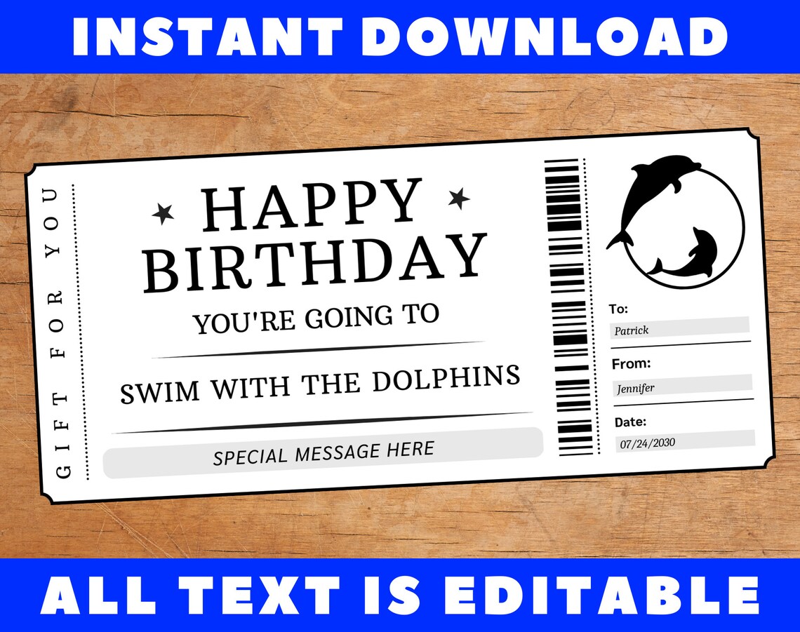 Birthday Swim With the Dolphins Gift Ticket, Birthday Swim With the ...