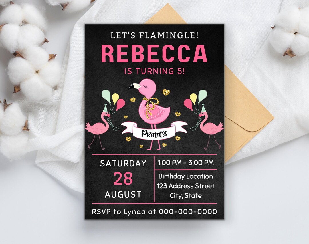 Flamingo Birthday Invitation Printable Template Flamingle Birthday ...