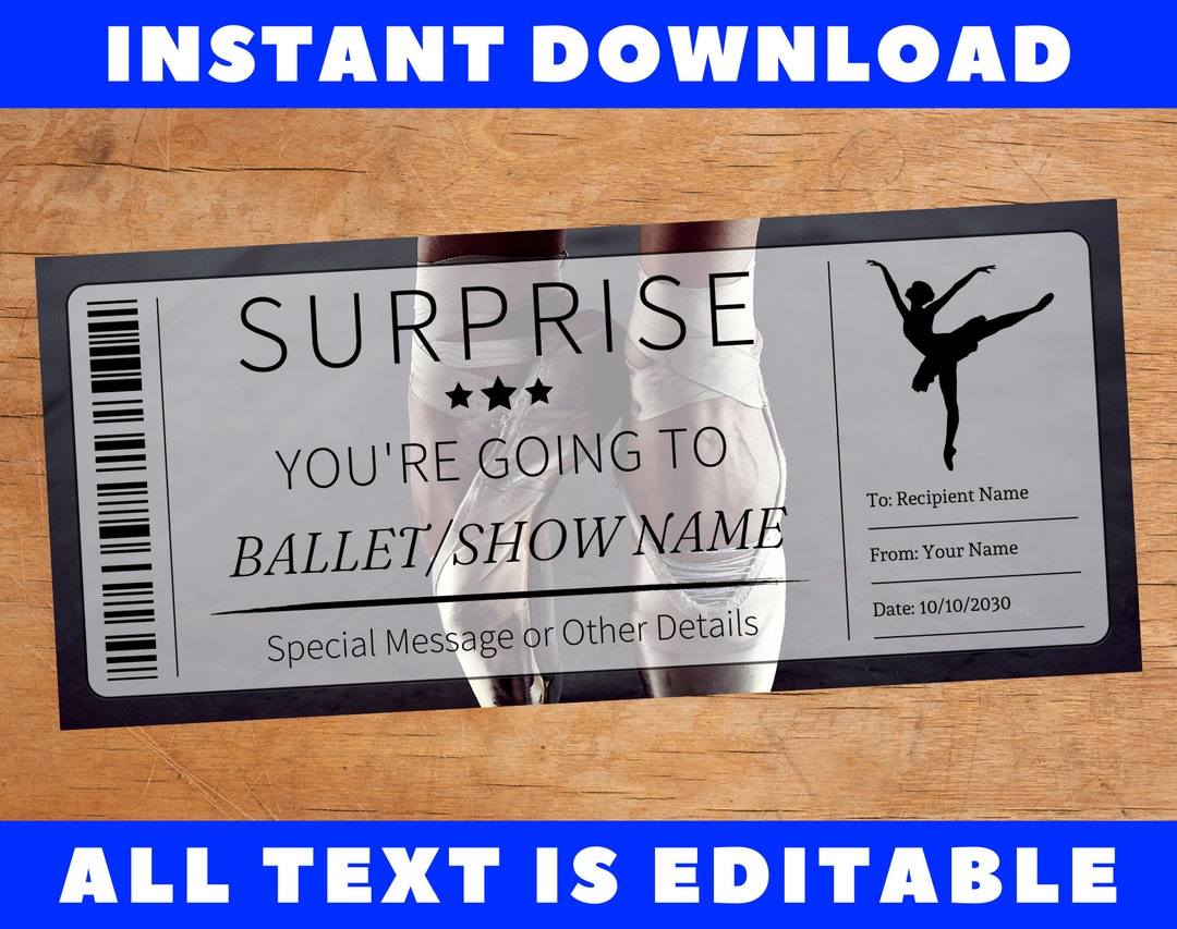 Surprise Ballet Show Gift Ticket, Surprise Ballet Show Certificate Card ...