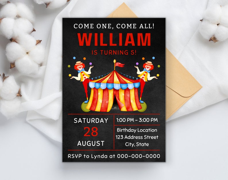Carnival Birthday Invitation Printable Template Circus Birthday Invite ...