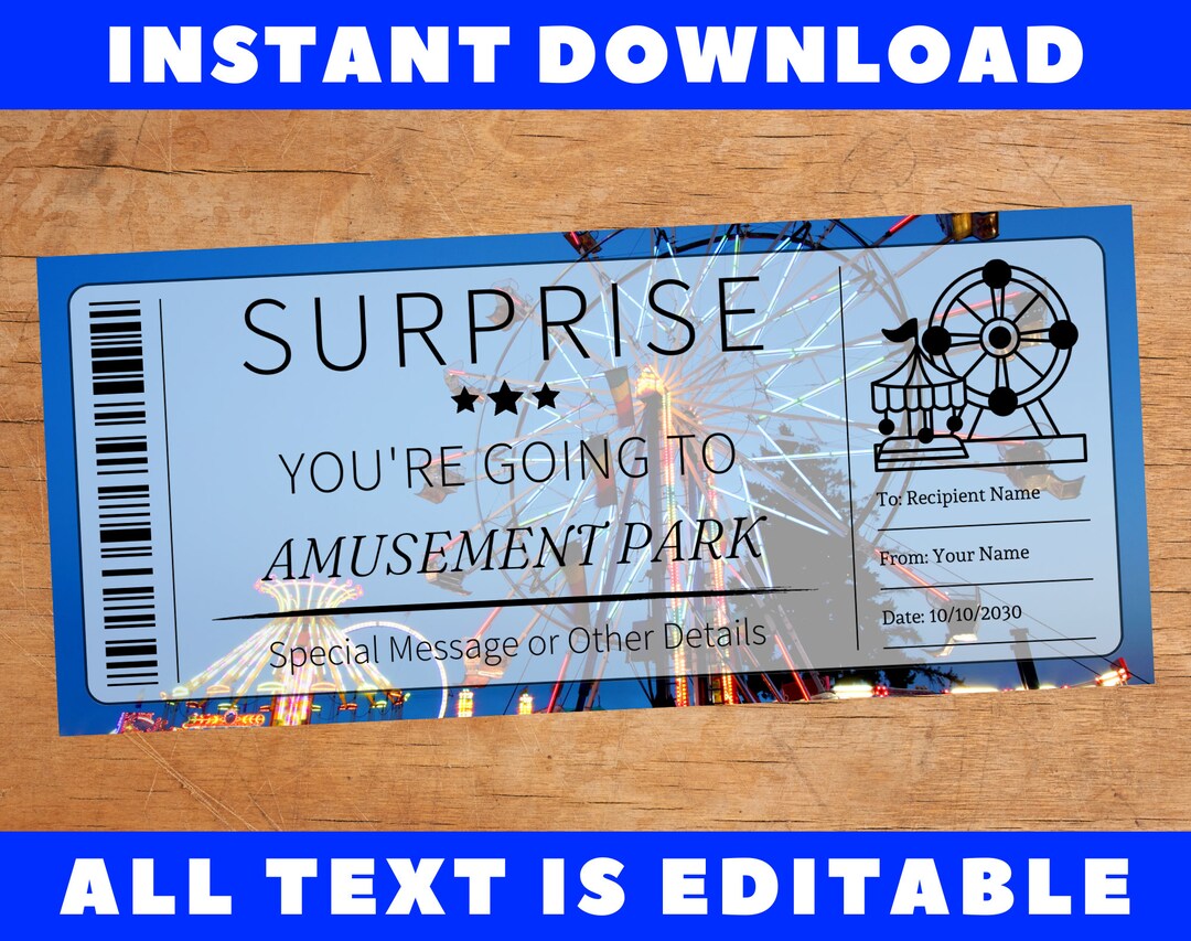 Surprise Amusement Park Gift Ticket, Surprise Amusement Park ...
