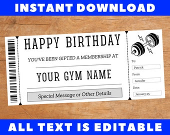 Gym Membership Card - Etsy